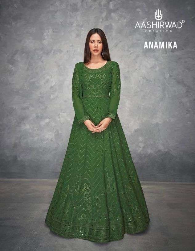 Aashirwad Nusrat Real Georgette Long Gown Style Party Wear Suit Supplier