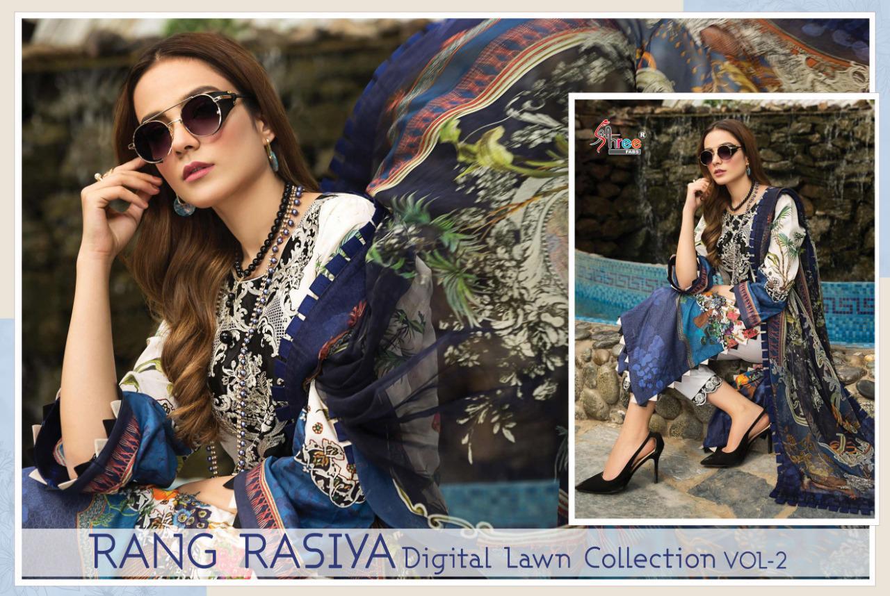 Shree Fab Rang Rasiya Digital Lawn Collection Vol 2 Jam Cotton Pakistani Suit Concept