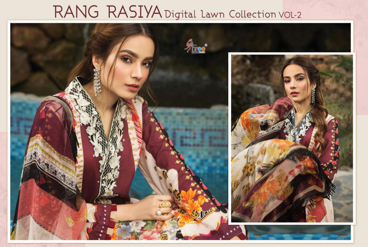 Shree Fab Rang Rasiya Digital Lawn Collection Vol 2 Jam Cotton Pakistani Suit Concept