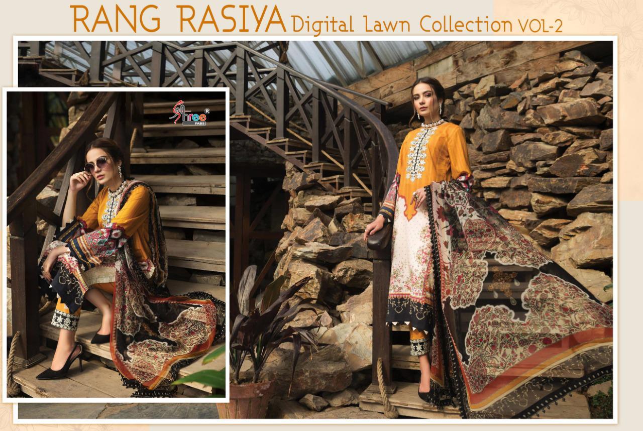Shree Fab Rang Rasiya Digital Lawn Collection Vol 2 Jam Cotton Pakistani Suit Concept