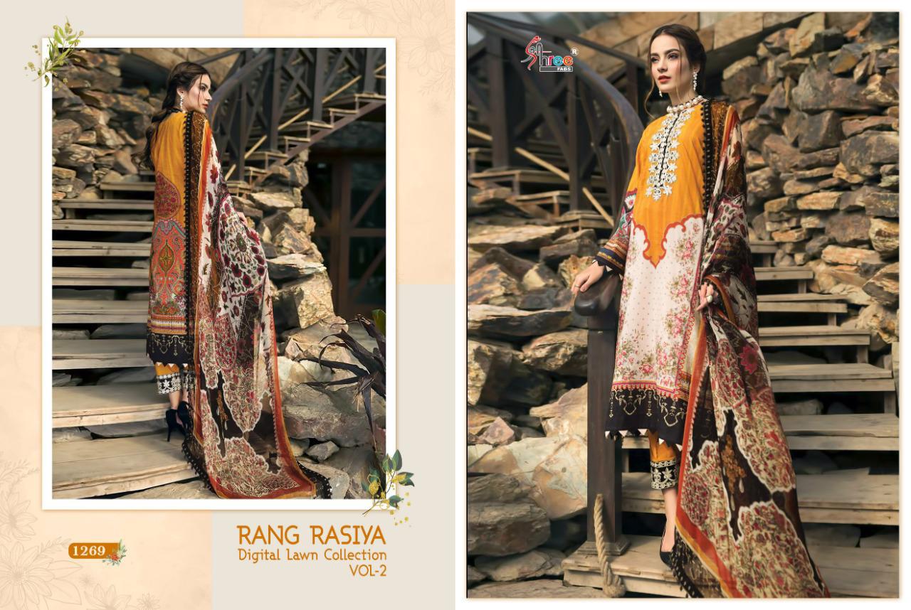 Shree Fab Rang Rasiya Digital Lawn Collection Vol 2 Jam Cotton Pakistani Suit Concept