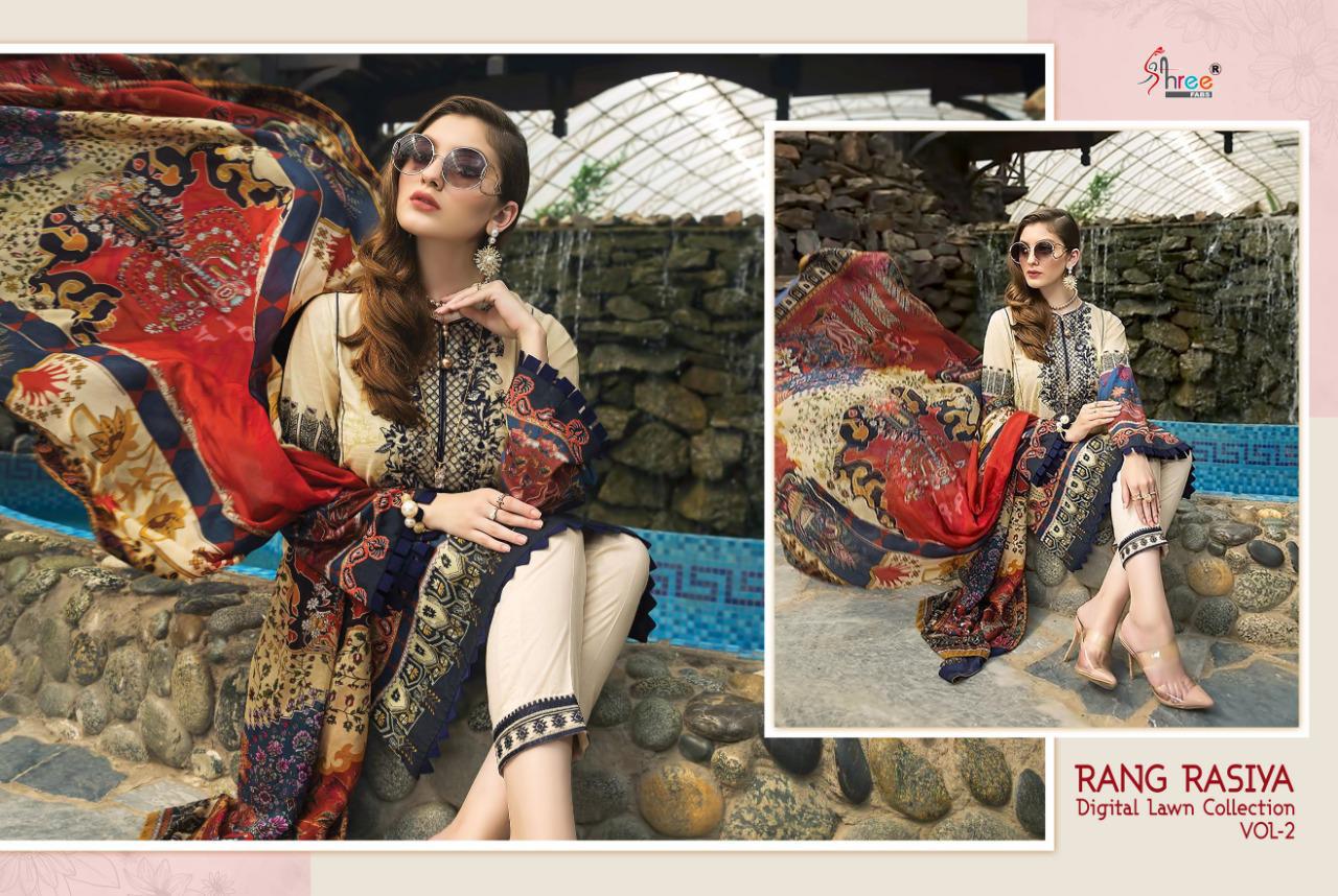Shree Fab Rang Rasiya Digital Lawn Collection Vol 2 Jam Cotton Pakistani Suit Concept