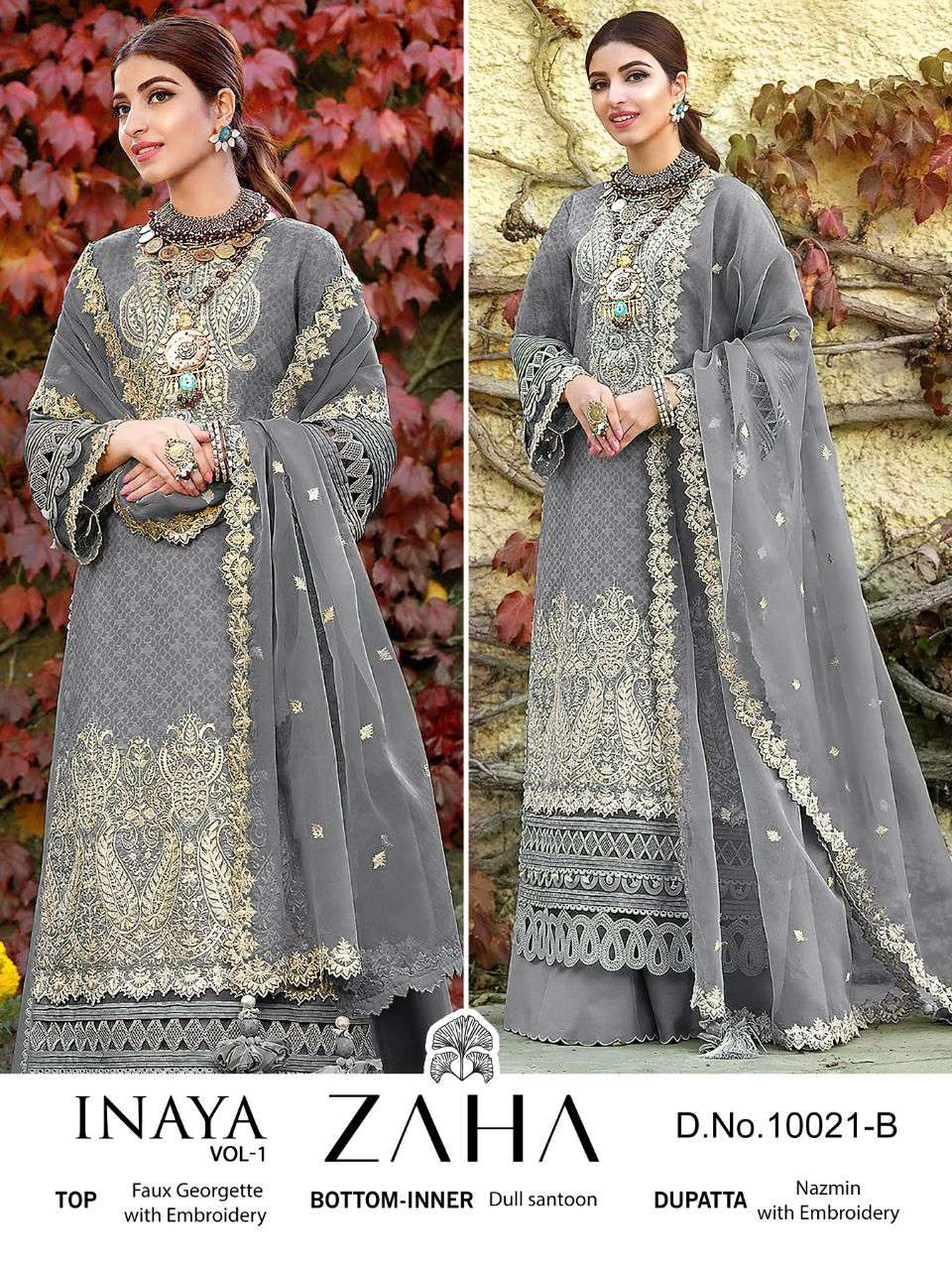 inaya vol 1 by zaha georgette work pakistani dresses