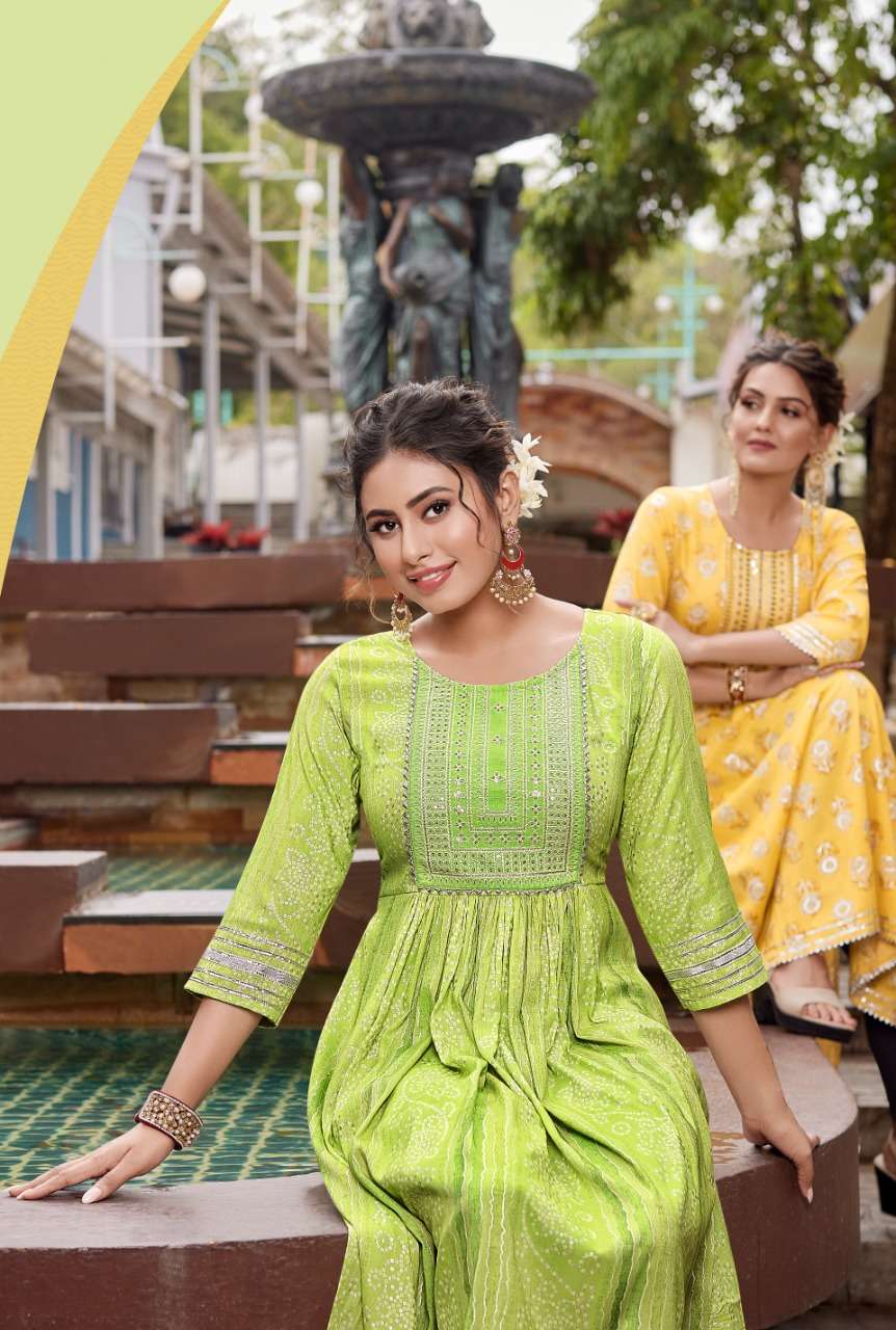 diya trends colour flair vol 1 designer nyra cut kurti gown collection