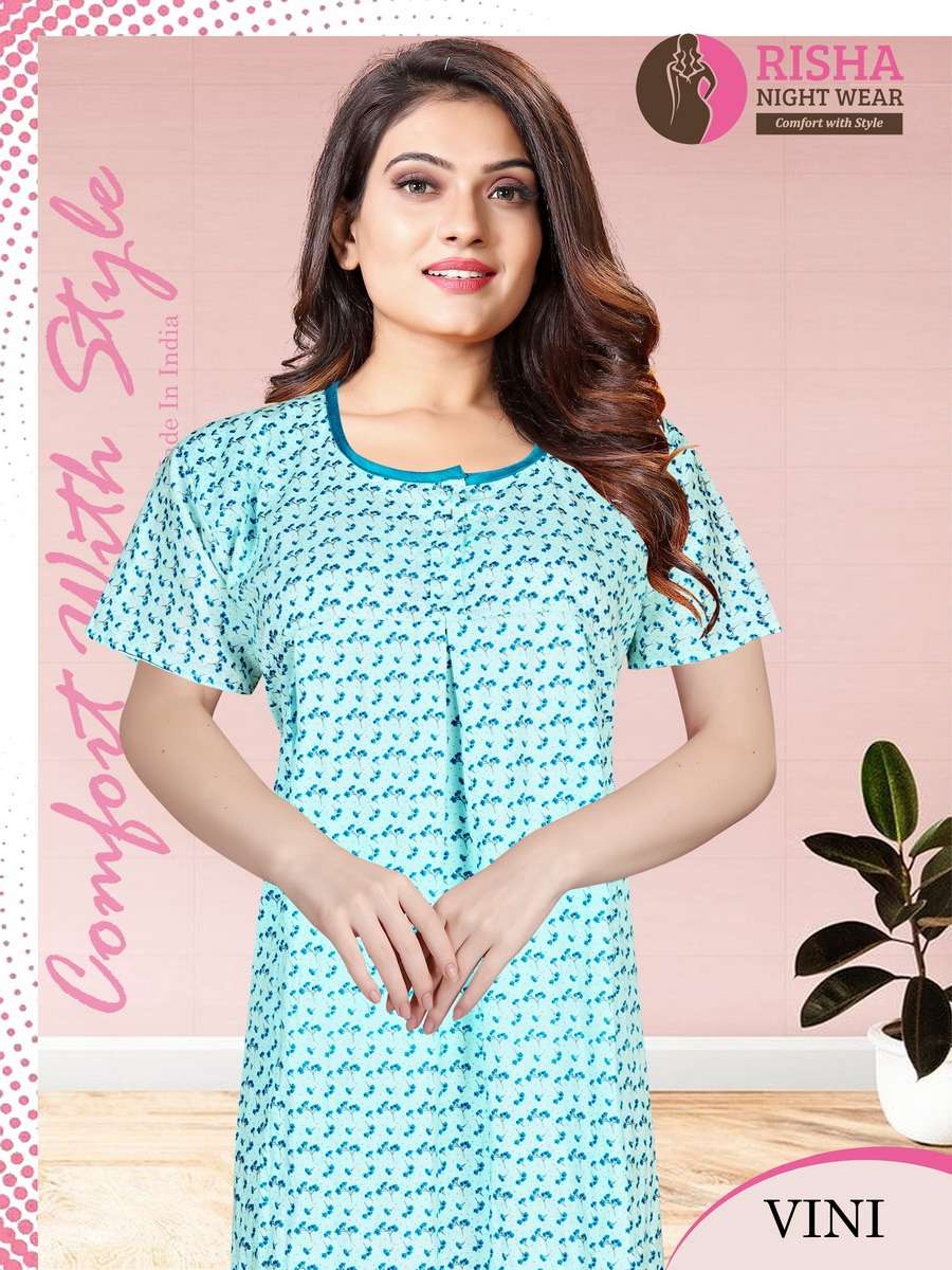 risha night wear vini cotton printed nighty for women affordable price