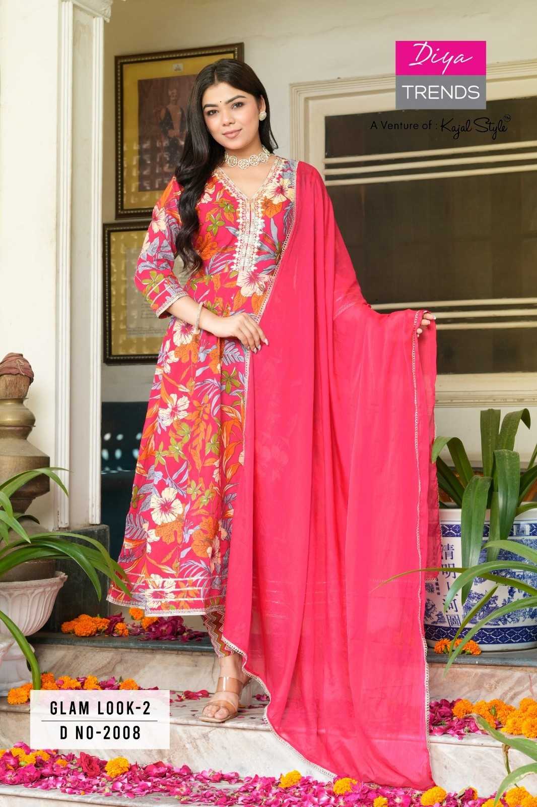 diya trends glam look vol 2 readymade cotton anarkali big size combo suit