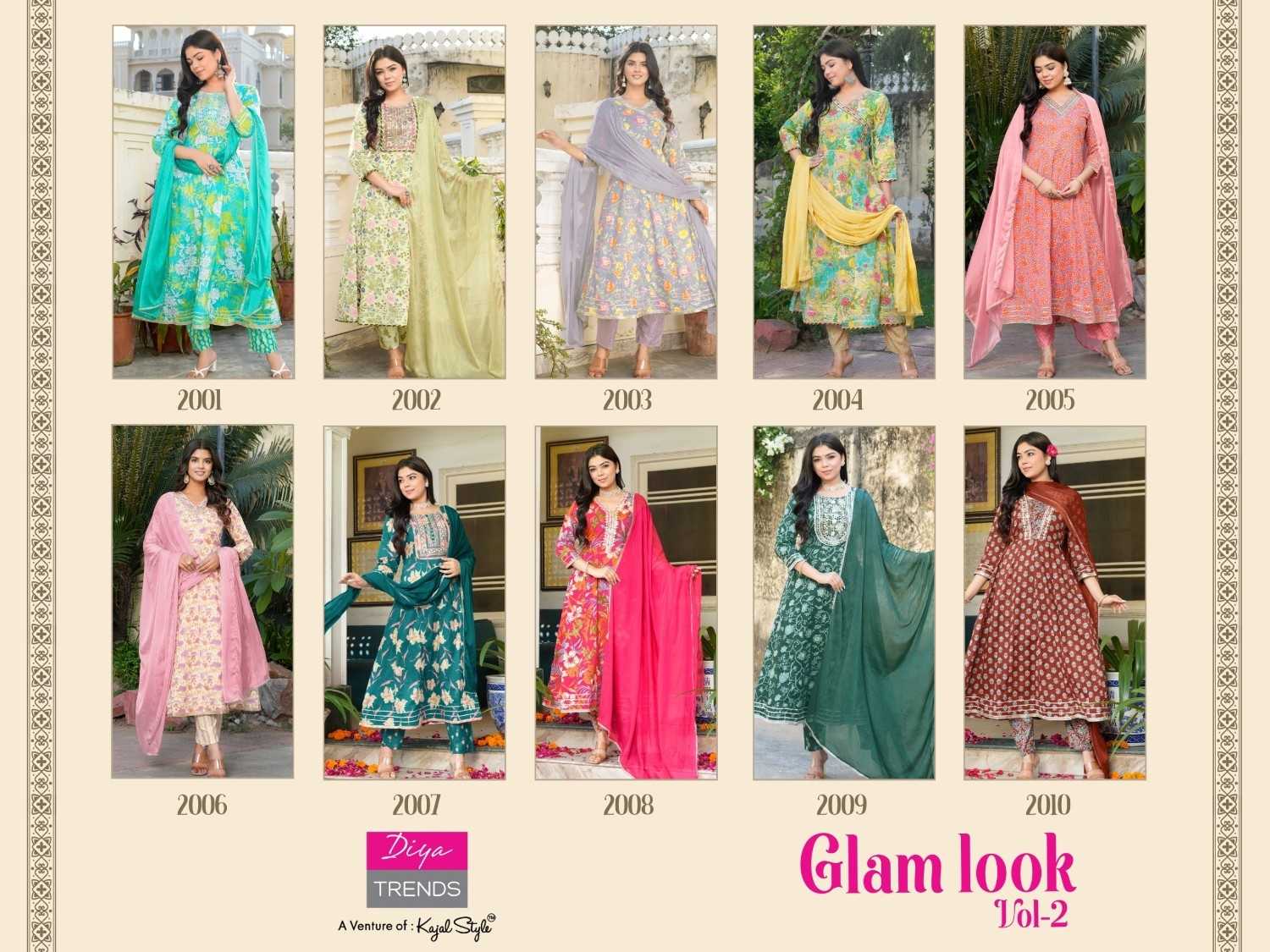 diya trends glam look vol 2 readymade cotton anarkali big size combo suit