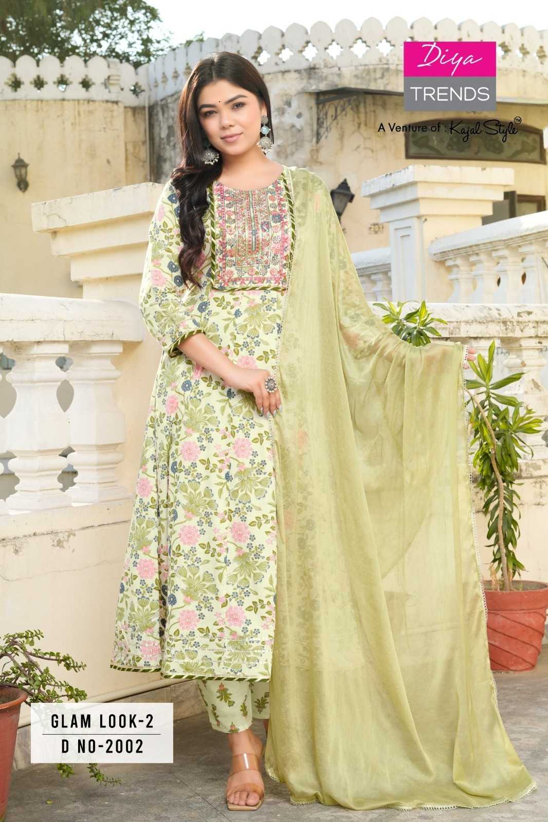 diya trends glam look vol 2 readymade cotton anarkali big size combo suit