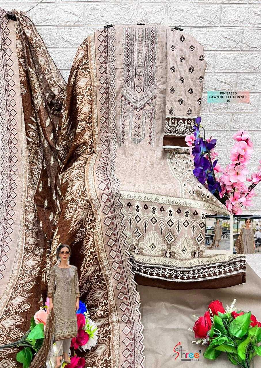 shree fabs bin saeed lawn collection vol 10 nx cotton print pakistani suits