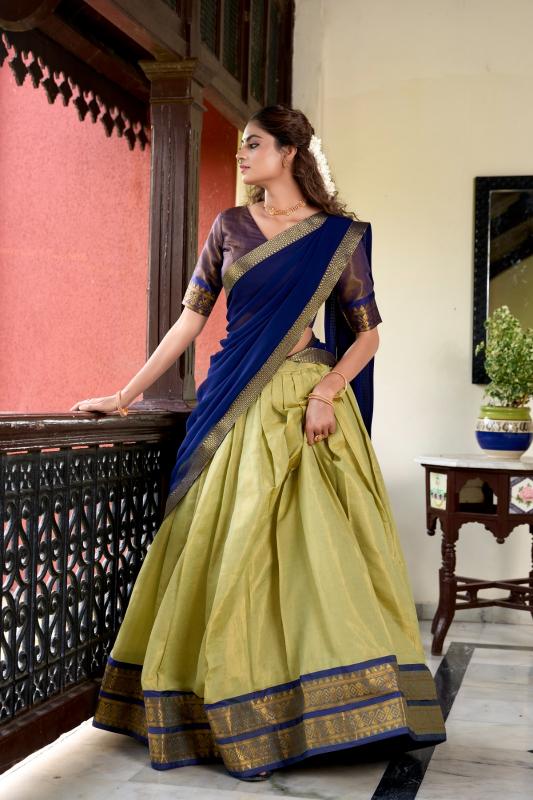 pr suvarna lnb2002 kanchipuram half saree stitch lehenga unstitch choli